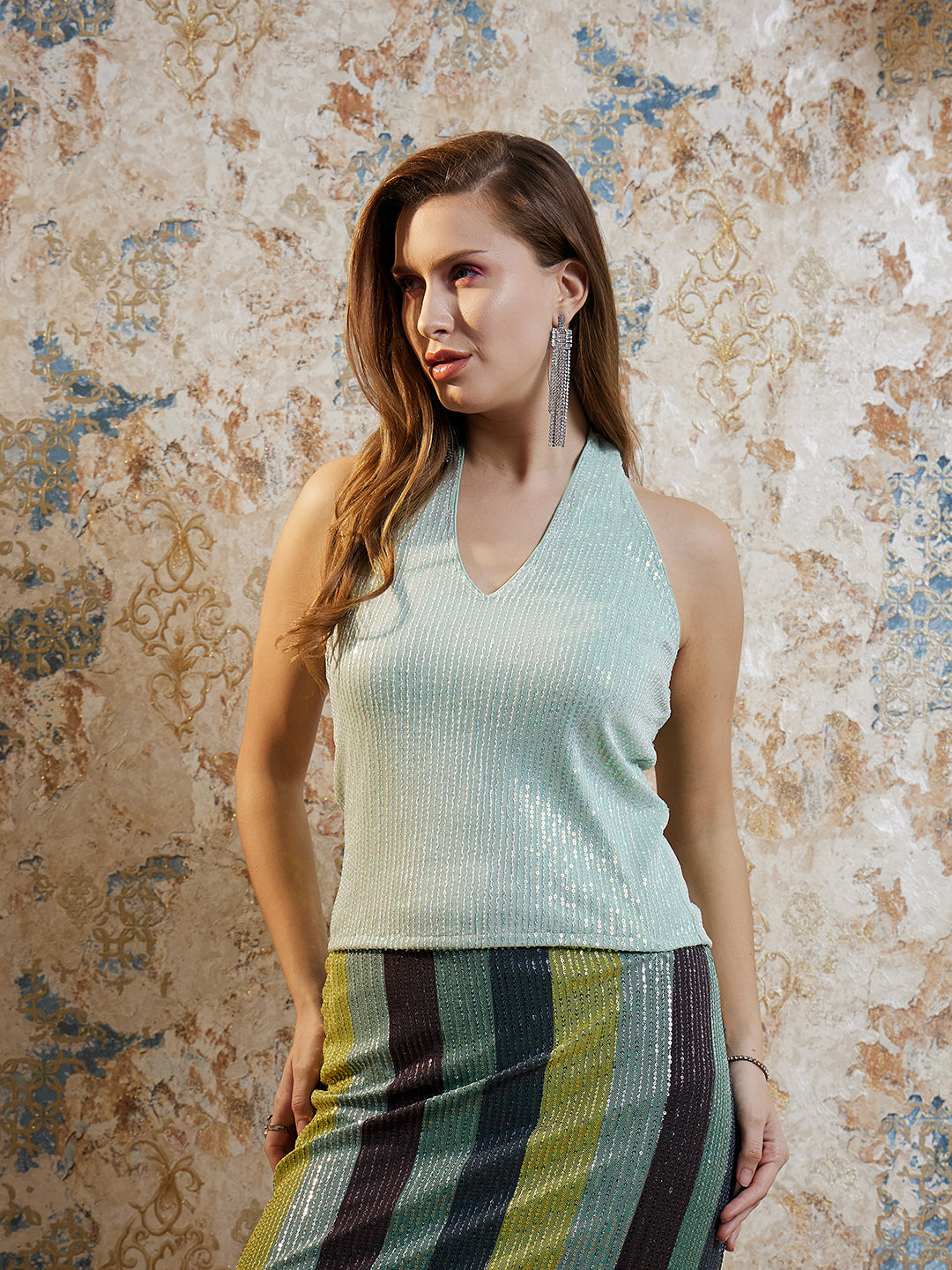 Athena Sequinned Embellished Halter Neck Top – Athena Lifestyle