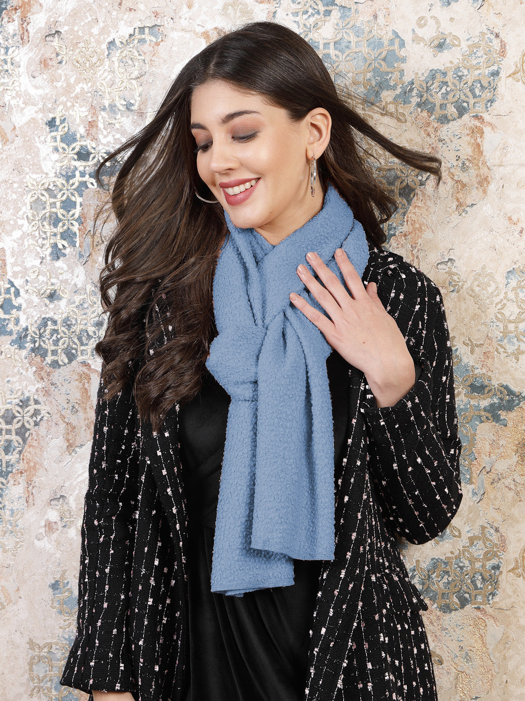 Athena Women Grey Self Design Scarf – Athena Lifestyle