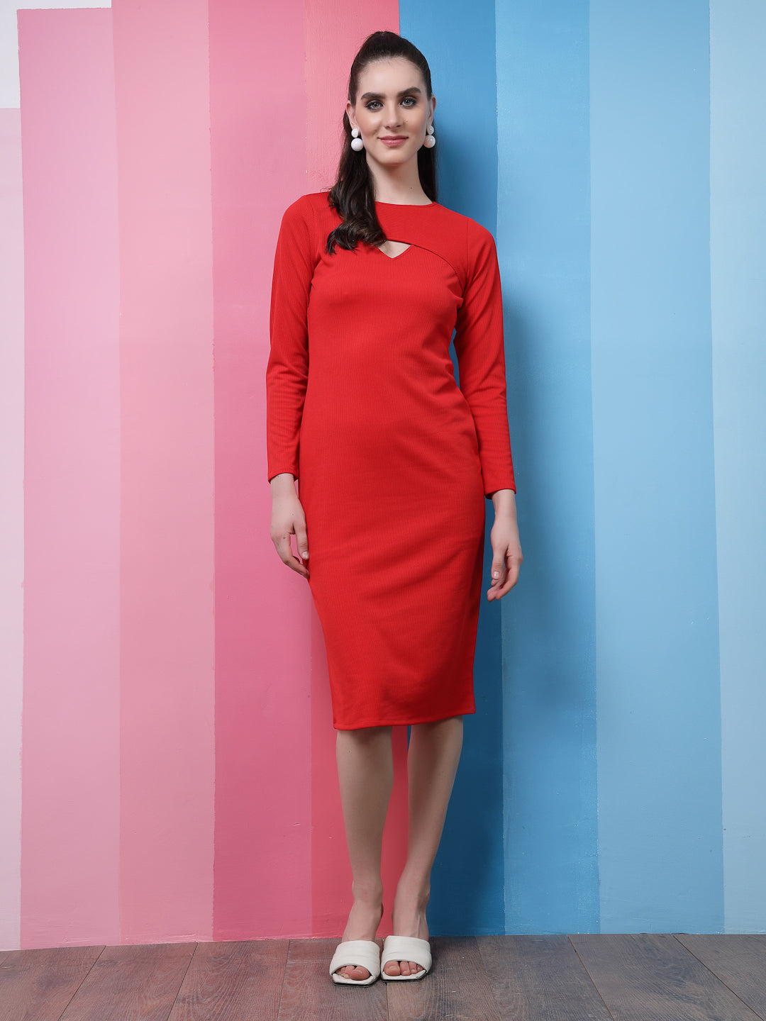 Athena Red Round Neck Sheath Dress – Athena Lifestyle