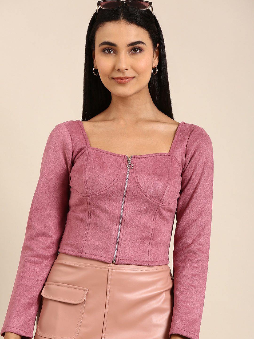 Athena Pink Solid Open-Front Top – Athena Lifestyle