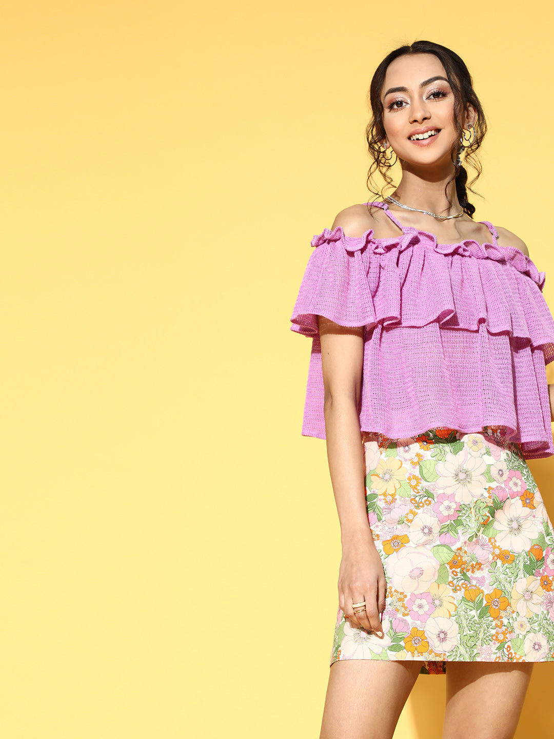 Athena Women Elegant Lavender Solid Ruffled Top – Athena Lifestyle